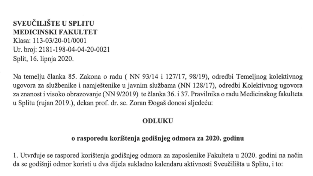 MEFST - Medicinski fakultet Split - Odluka o rasporedu korištenja ...